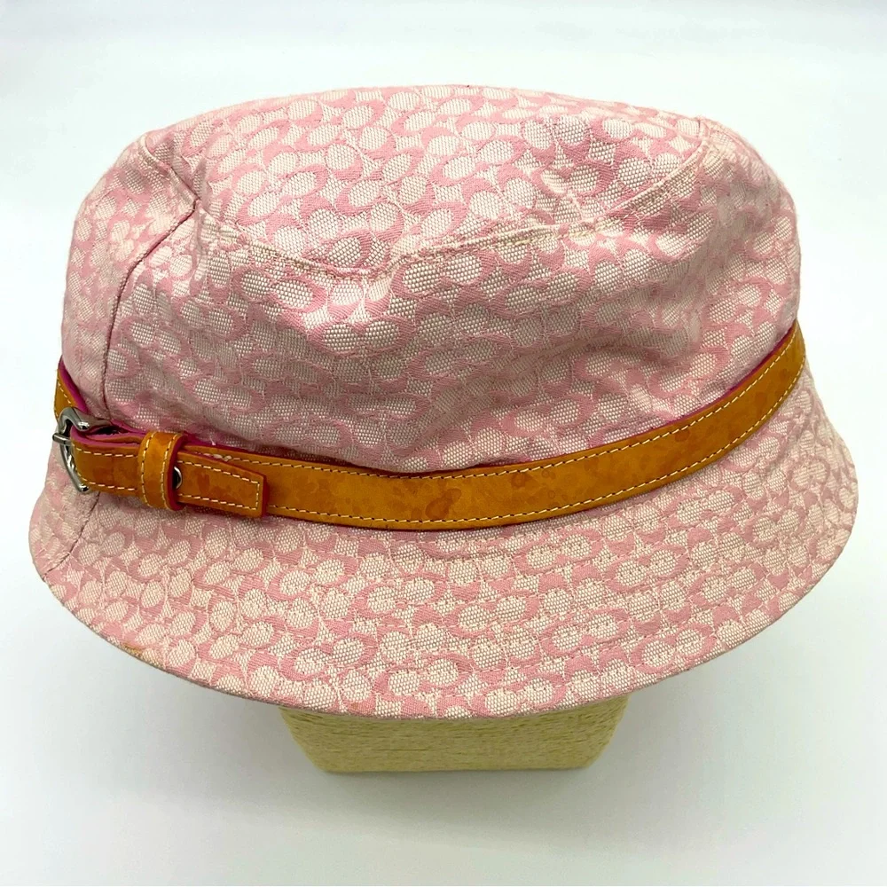 Coach | Accessories | Coach Pink Signature Jacquard Bucket Hat Ps ...